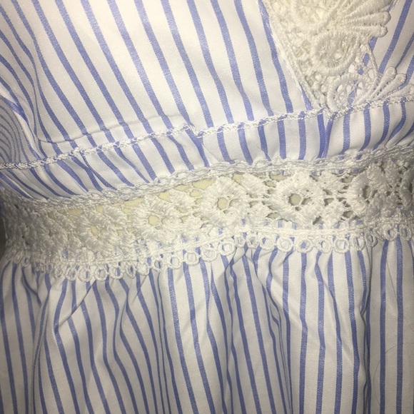 Dresses | Horizontal Blue White Striped Dress Lacy Trim | Poshmark